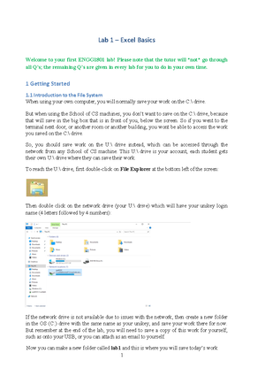 ENGG 1801 Part B.C NOTE - Summary Engineering Computing - Lecture MATLAB Basics 1 write the ...