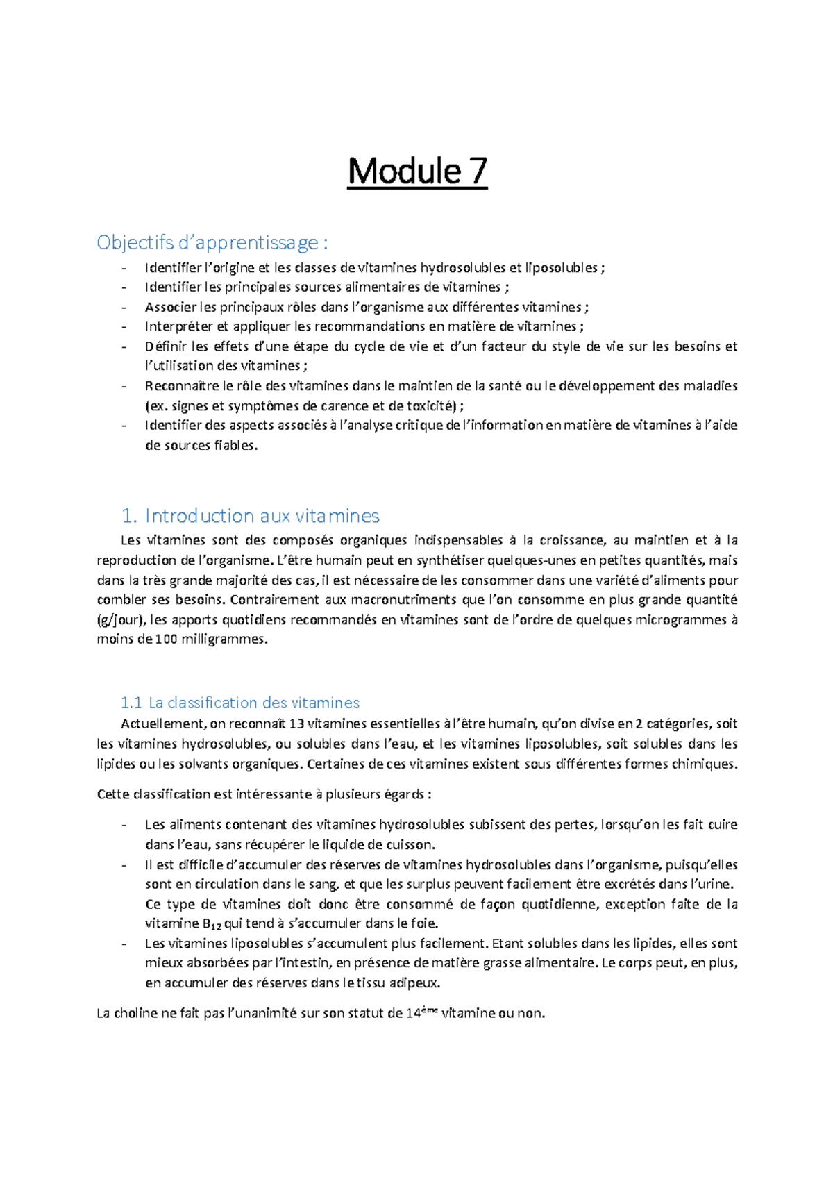 Module 7 - Lecture notes - Module 7 Objectifs d’apprentissage ...