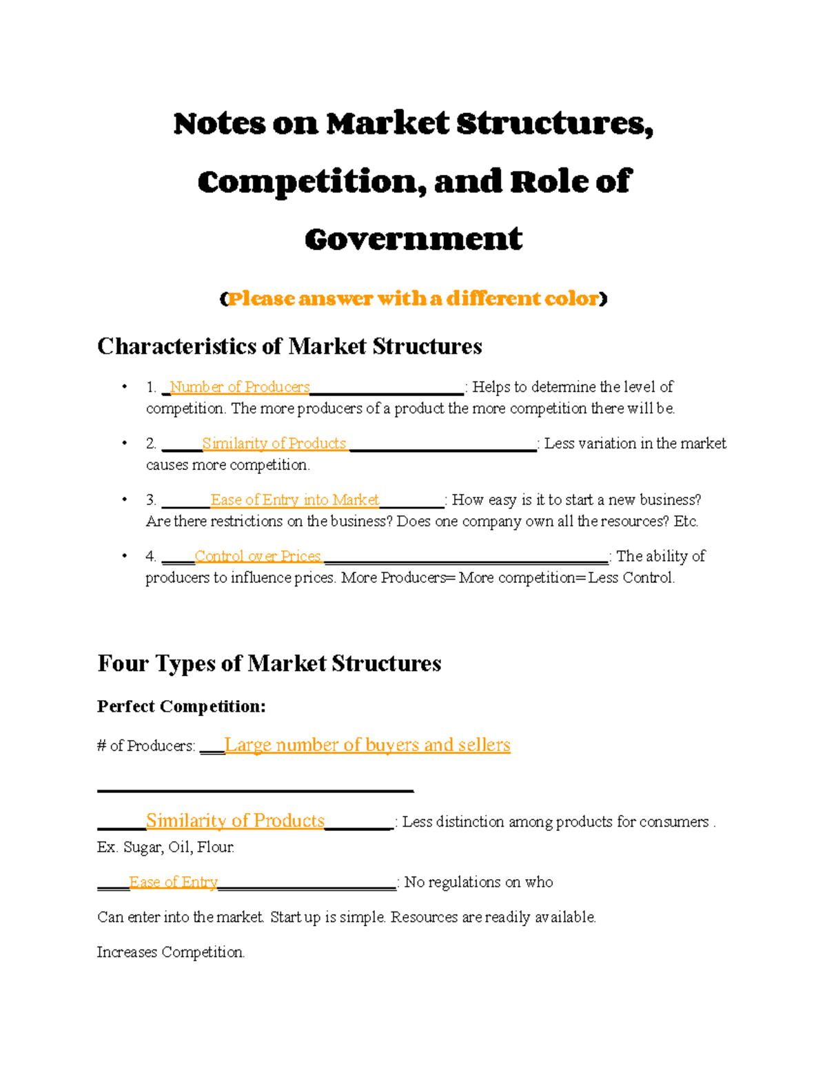Jamarion Johnson - Notes on Market Structures - 3014518 - Notes on ...