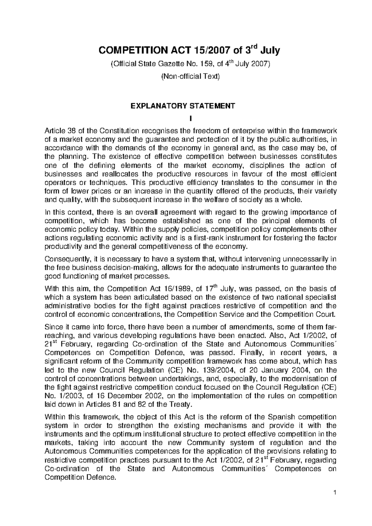 Competition Act 47ing COMPETITION ACT 15 2007 Of 3 Rd July Official competition-act-47ing-competition-act-15-2007-of-3-rd-july-official