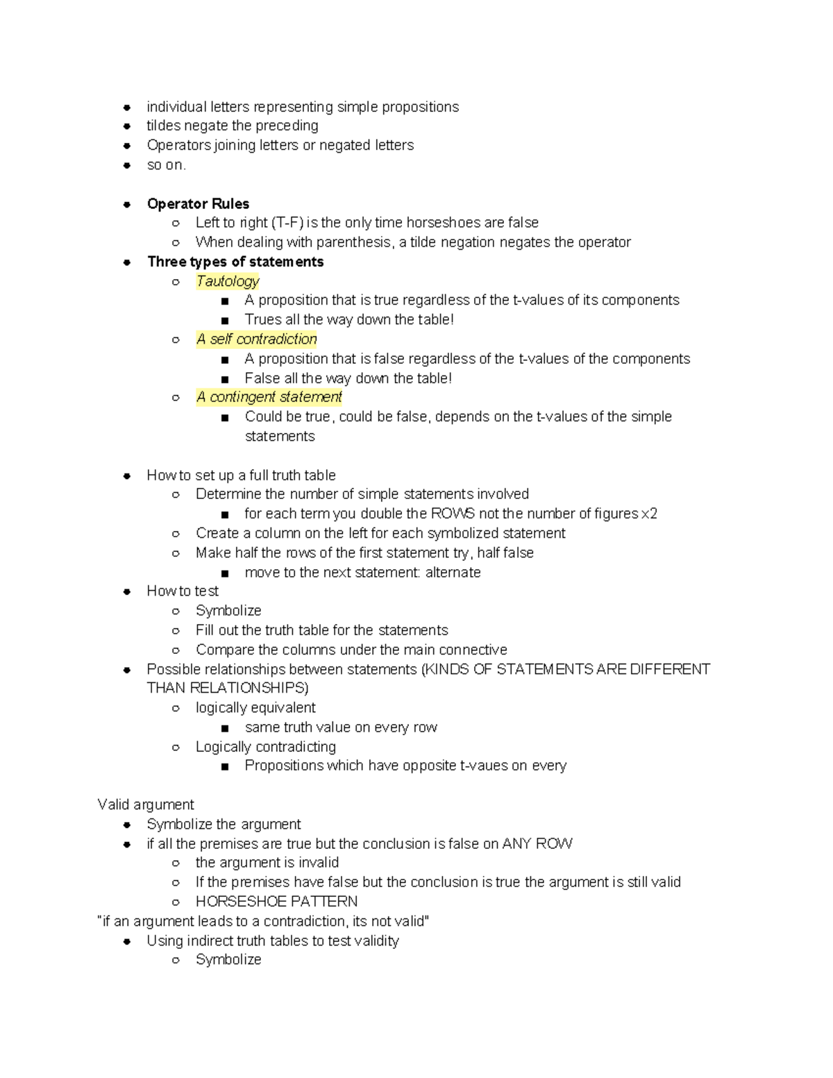 Truth Tables 101 - Notes from Prof. Armstrong's class. These are walk ...