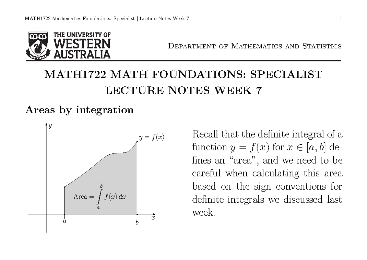 Week 7 Lecture Notes - The item is debunked, please ignore ...