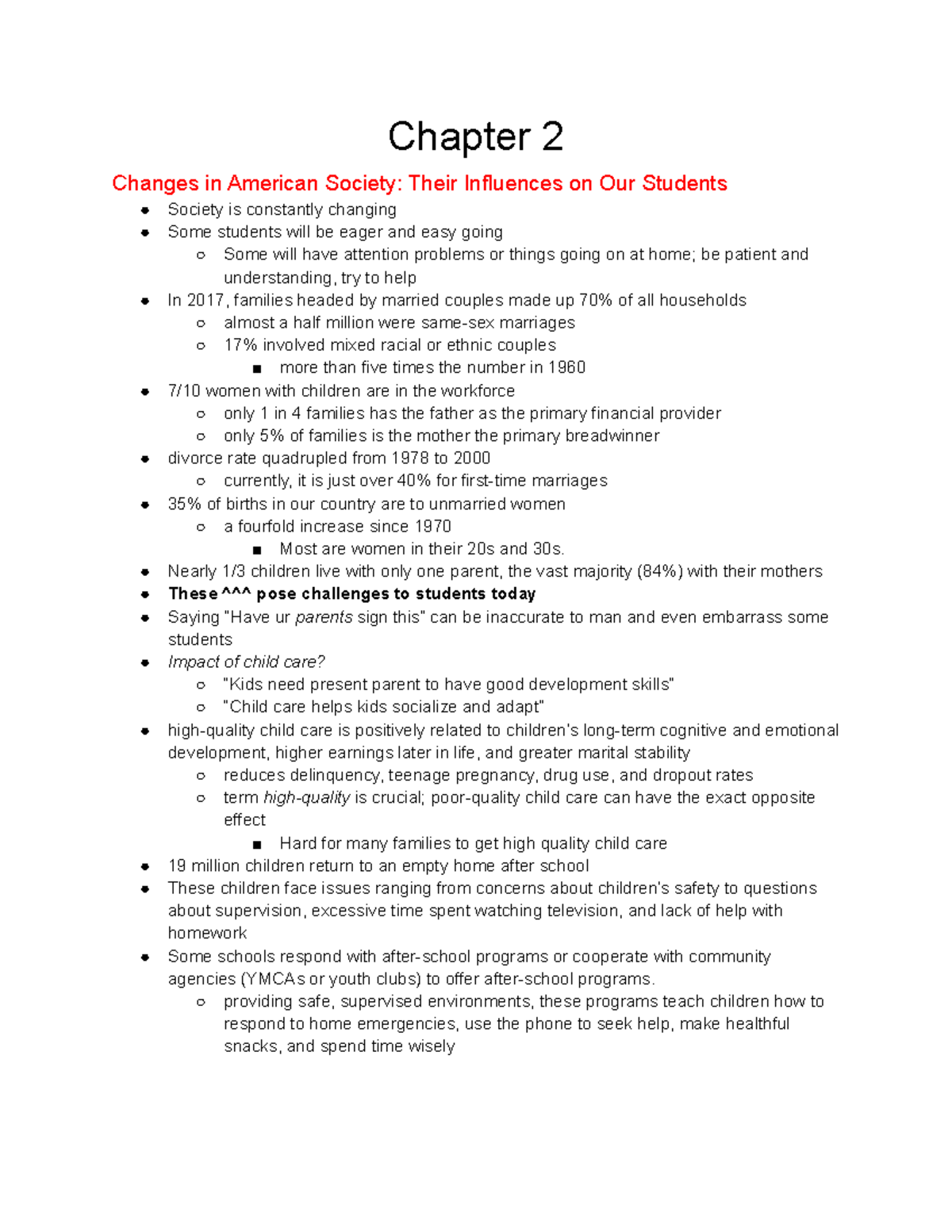 EDUC 211 unit 2 - Johnson - Chapter 2 Changes in American Society ...