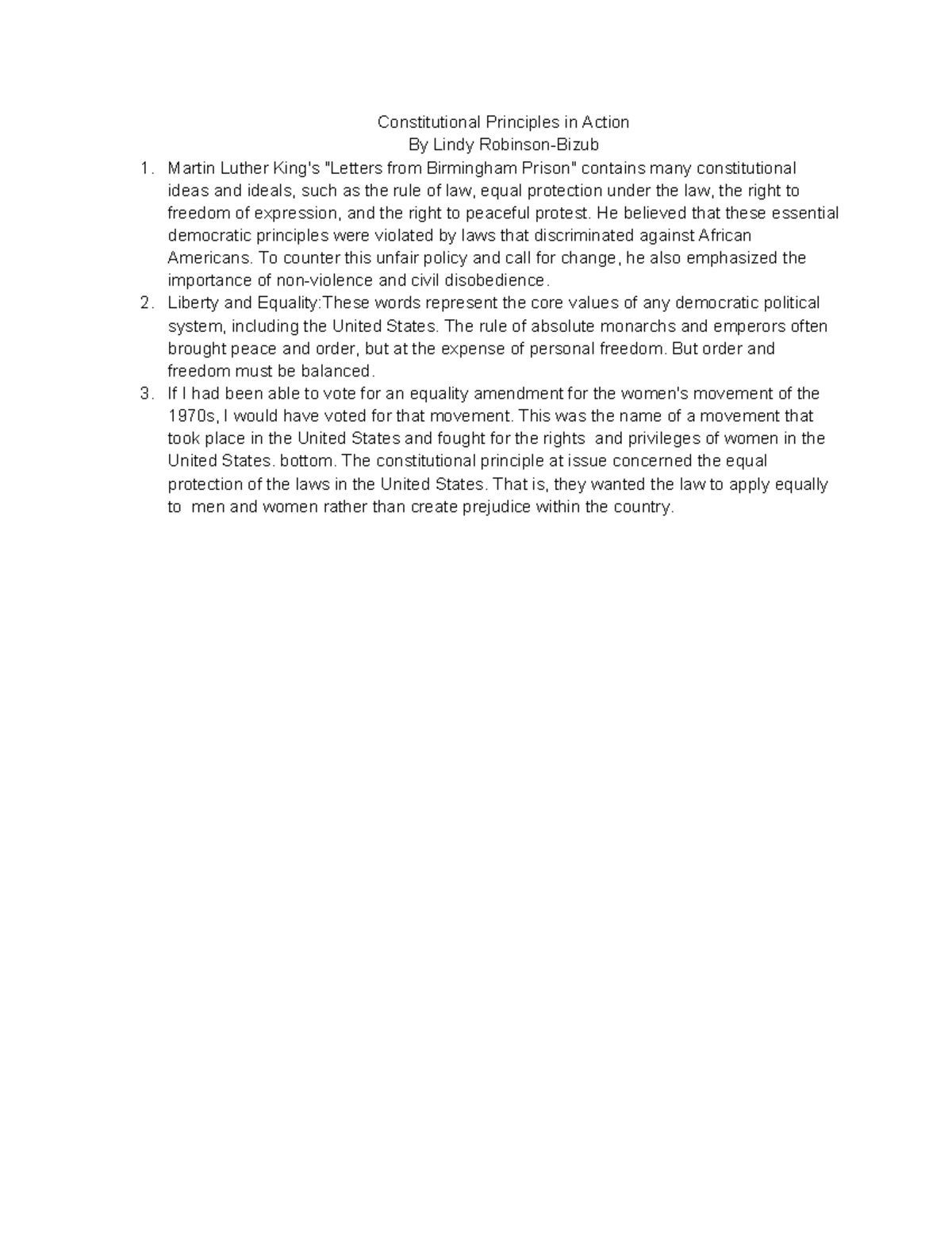 Constitutional Principles in Action - He believed that these essential ...