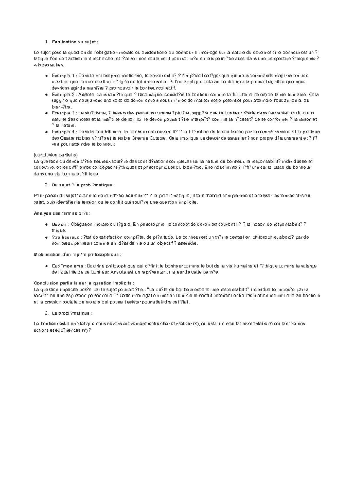 A-t-on le devoir d’etre heureux - Explication du suj et : Le sujet pose ...