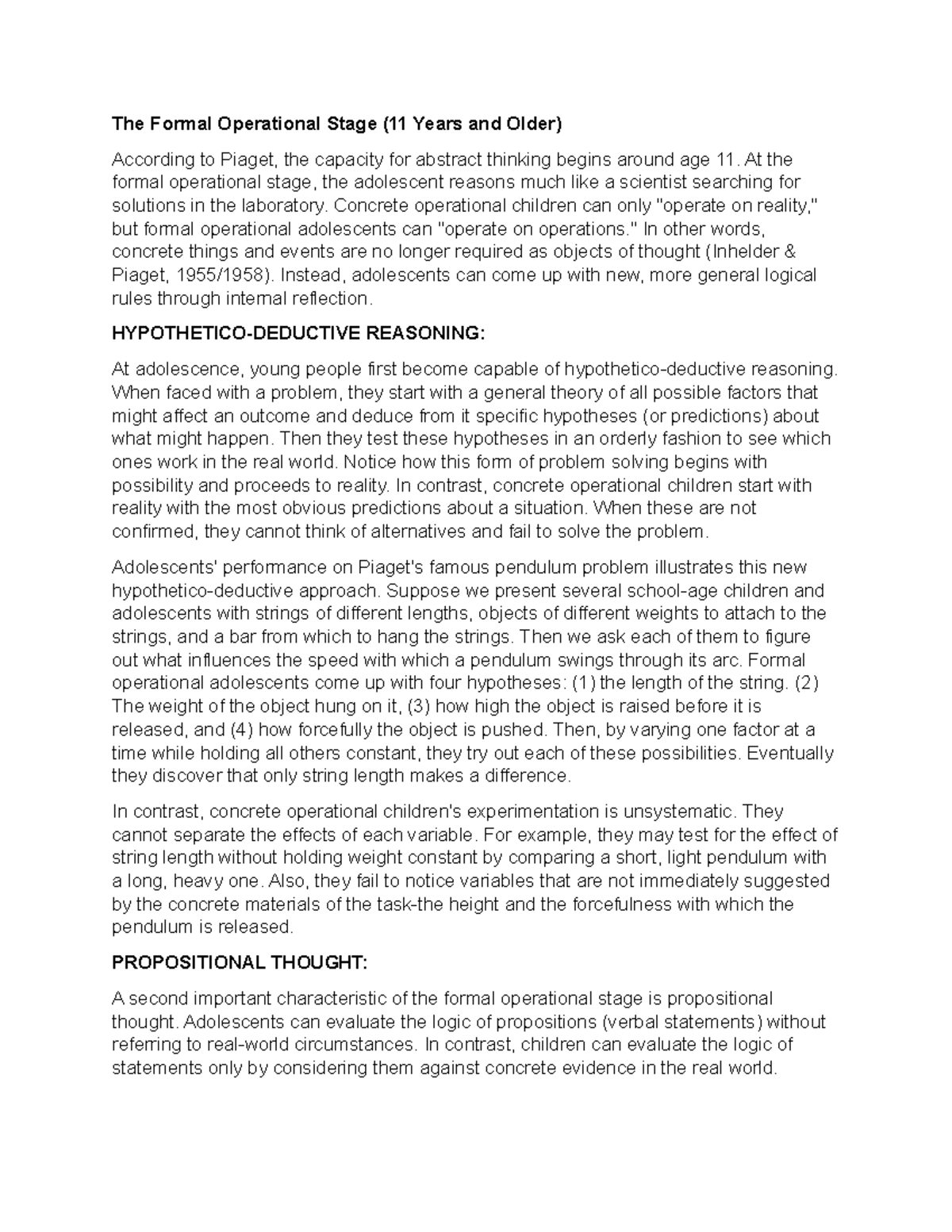 The Formal Operational Stage - At the formal operational stage, the ...