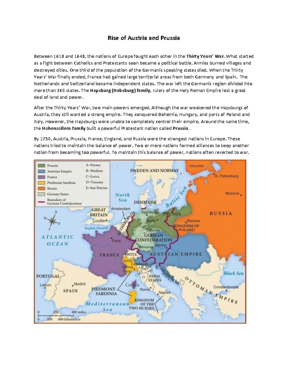 Rise of austria and prussia - Rise of Austria and Prussia Between 1618 ...