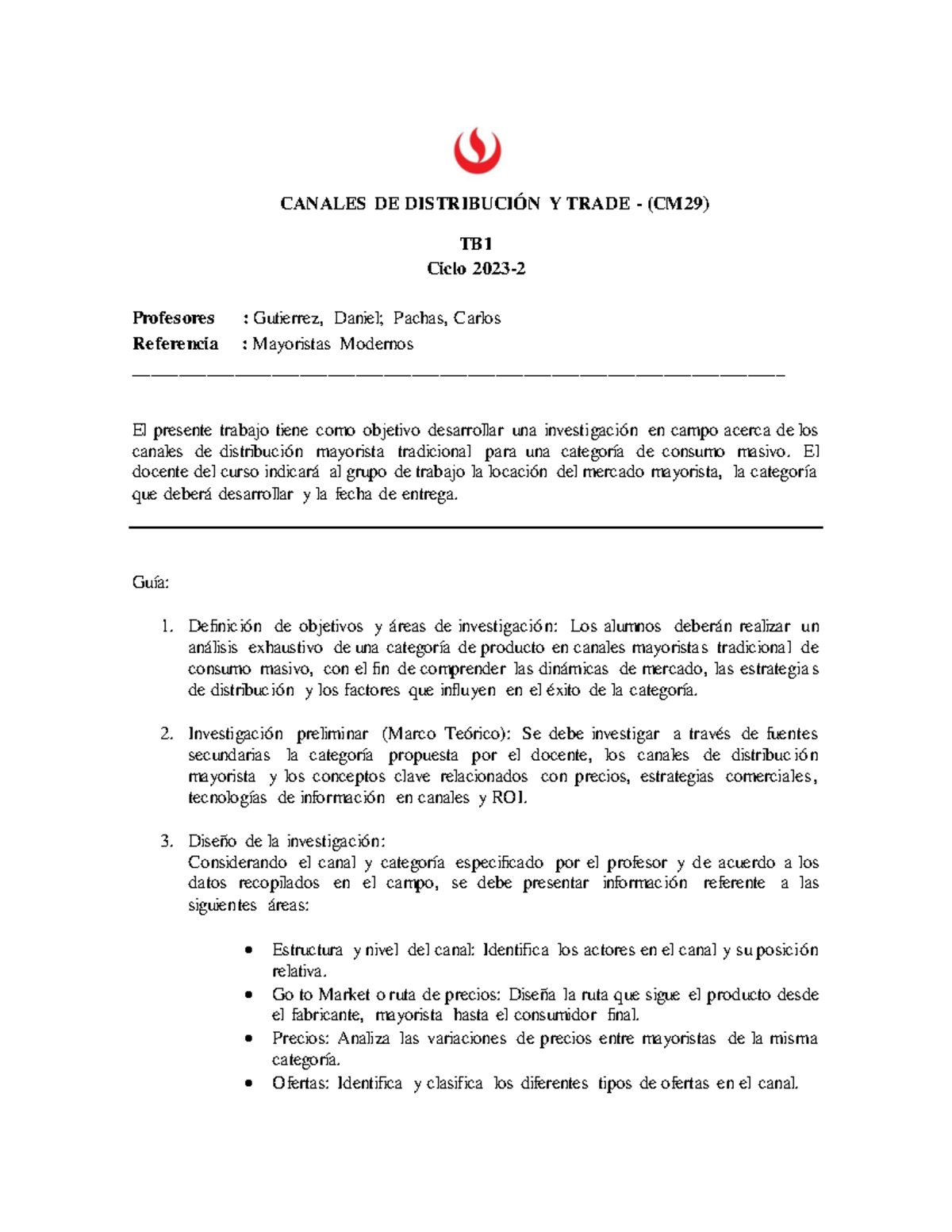 TB1 2023-2 Guia del trabajo Mayoristas preliminar CP - CANALES DE ...