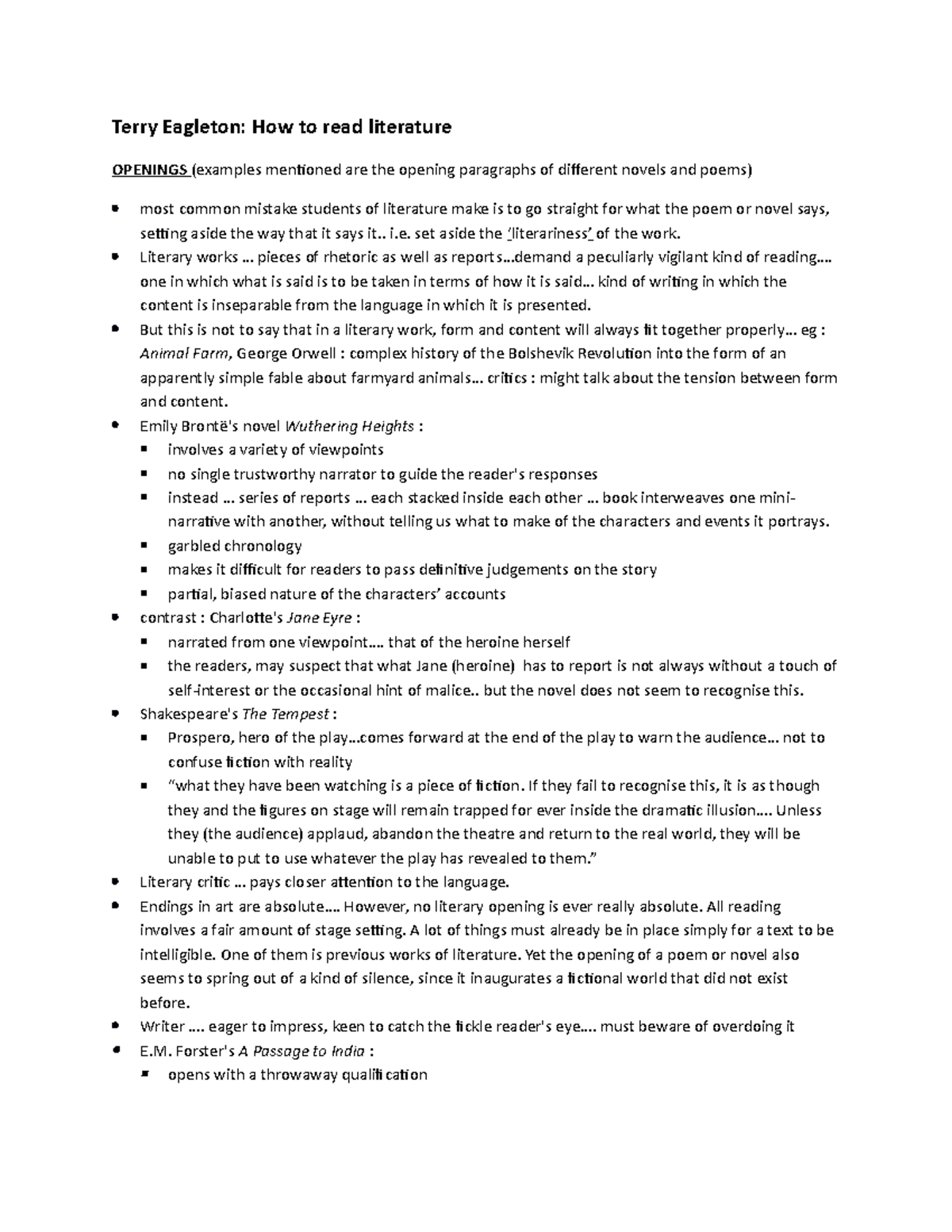 Upload 5 - notes of terry eagleton - Terry Eagleton: How to read ...