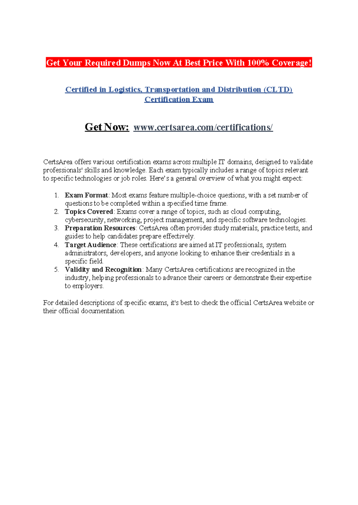 Certified in Logistics, Transportation and Distribution (CLTD ...