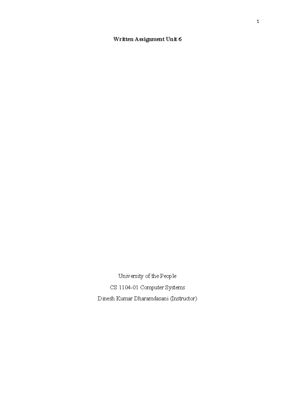 Written Assignment Unit 6 - For instance, using Written Assignment Unit 6 - For instance, using