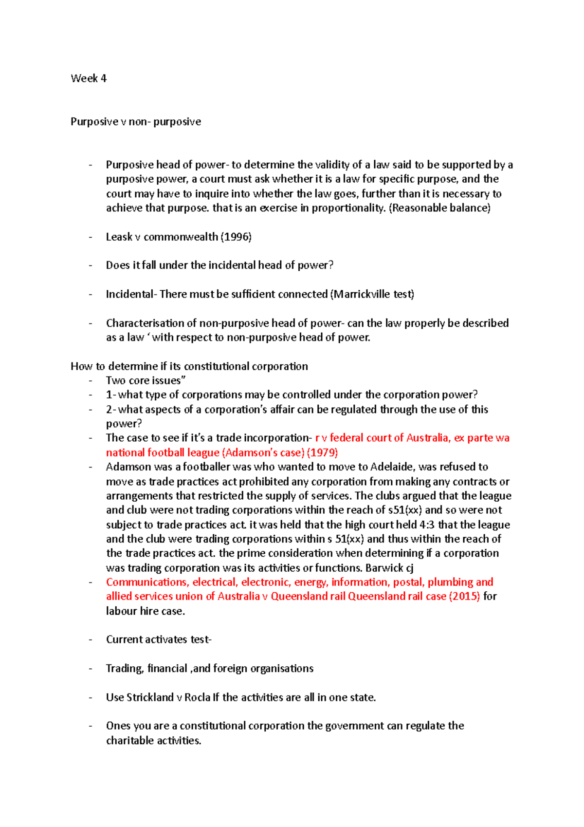 Week 4 - week 4 notes - Week 4 Purposive v non- purposive Purposive ...