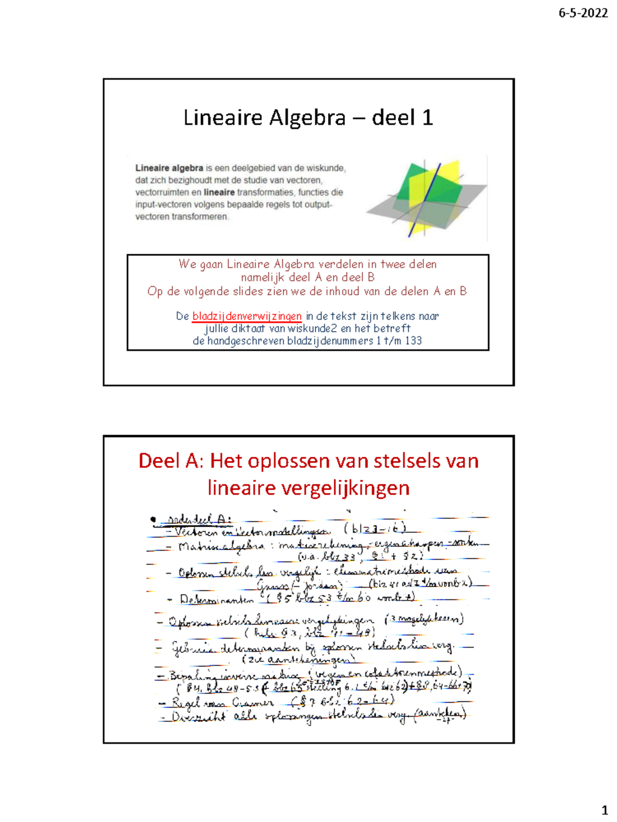 Wisk2 Lin Alg LA001 V2 2op1moodle - Lineaire Algebra – deel 1 We gaan ...