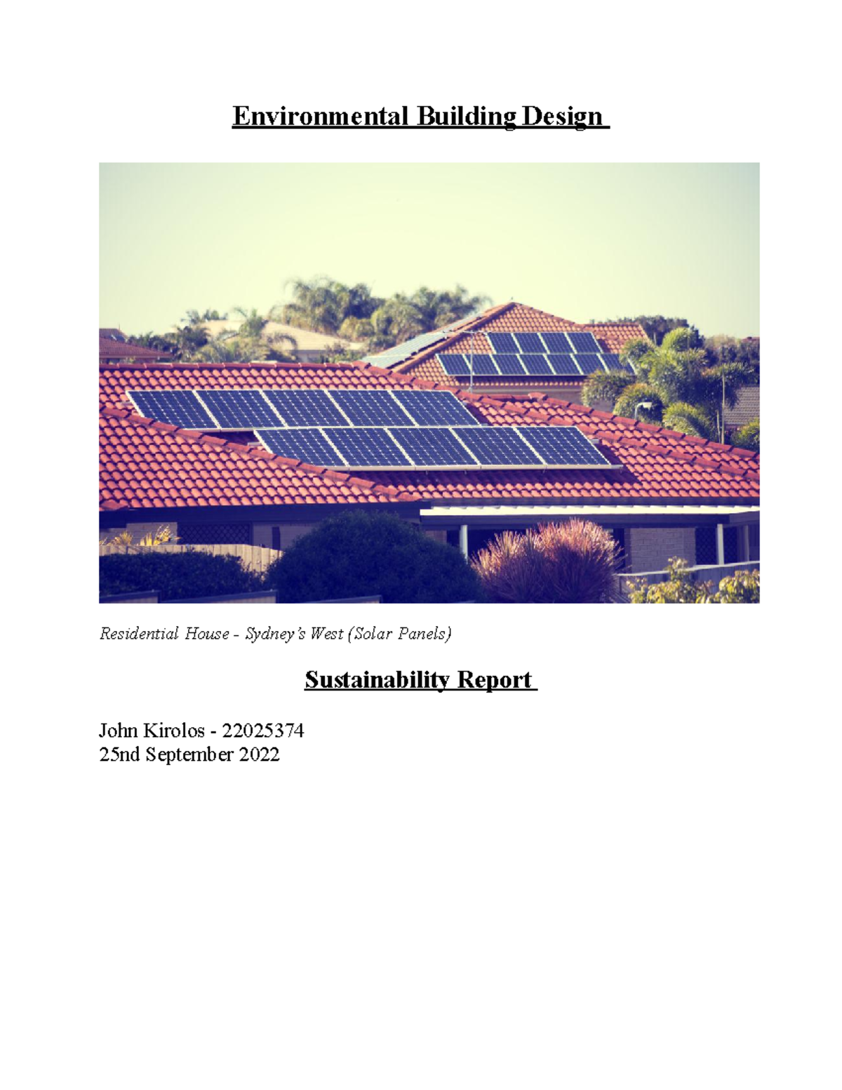 Environmental Building Design Assessment 2 - Environmental Building ...
