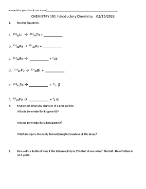 CHE101 chapter 7 - CHE 101 Introductory Chemistry Chapter Seven: How ...