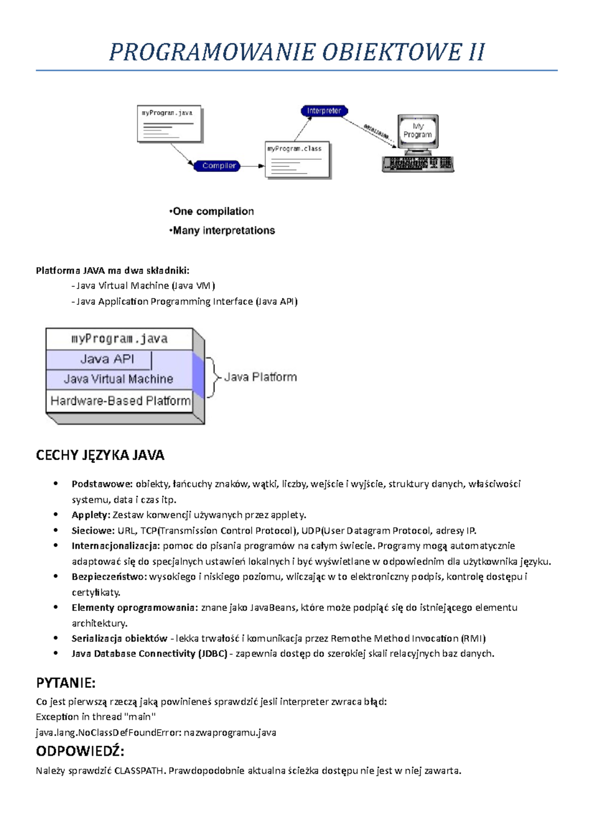 Programowanie- Obiektowe-II - PROGRAMOWANIE OBIEKTOWE II Platforma JAVA ...