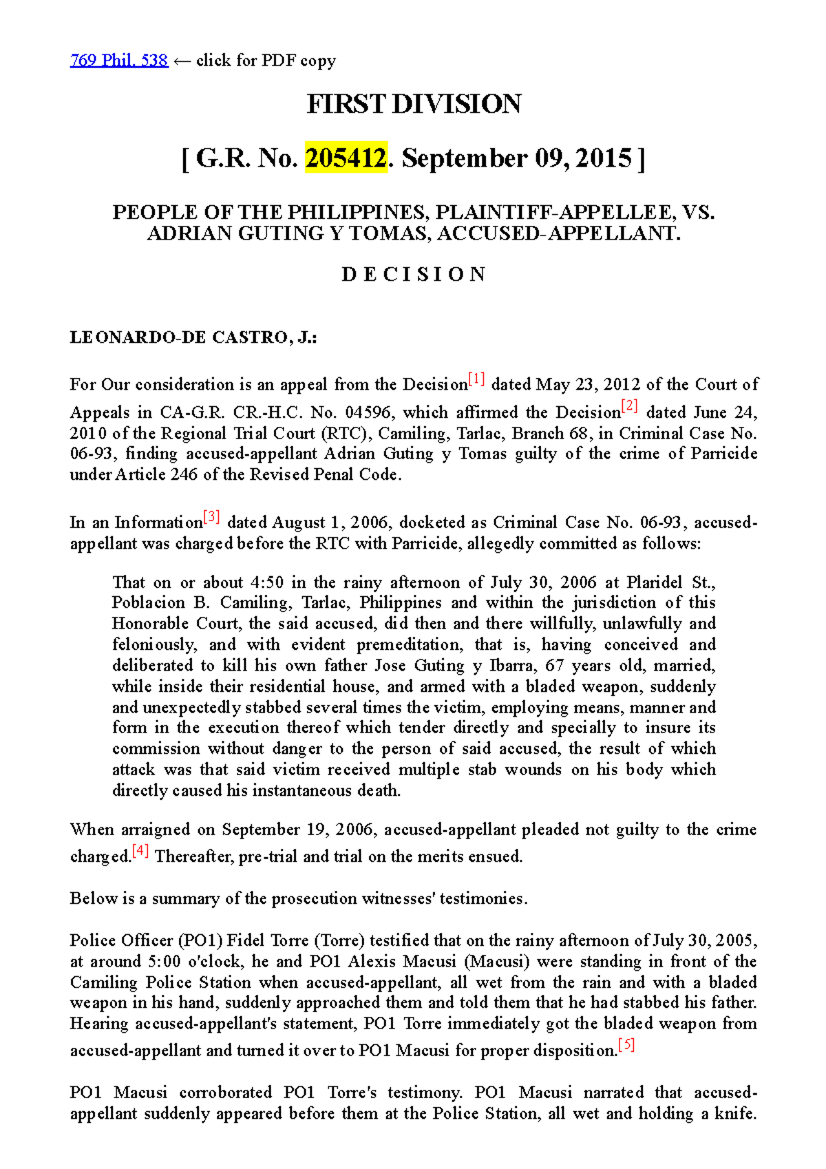 People vs Guting, GR # 205412, September 9, 2015 - 769 Phil. 538 ← ...