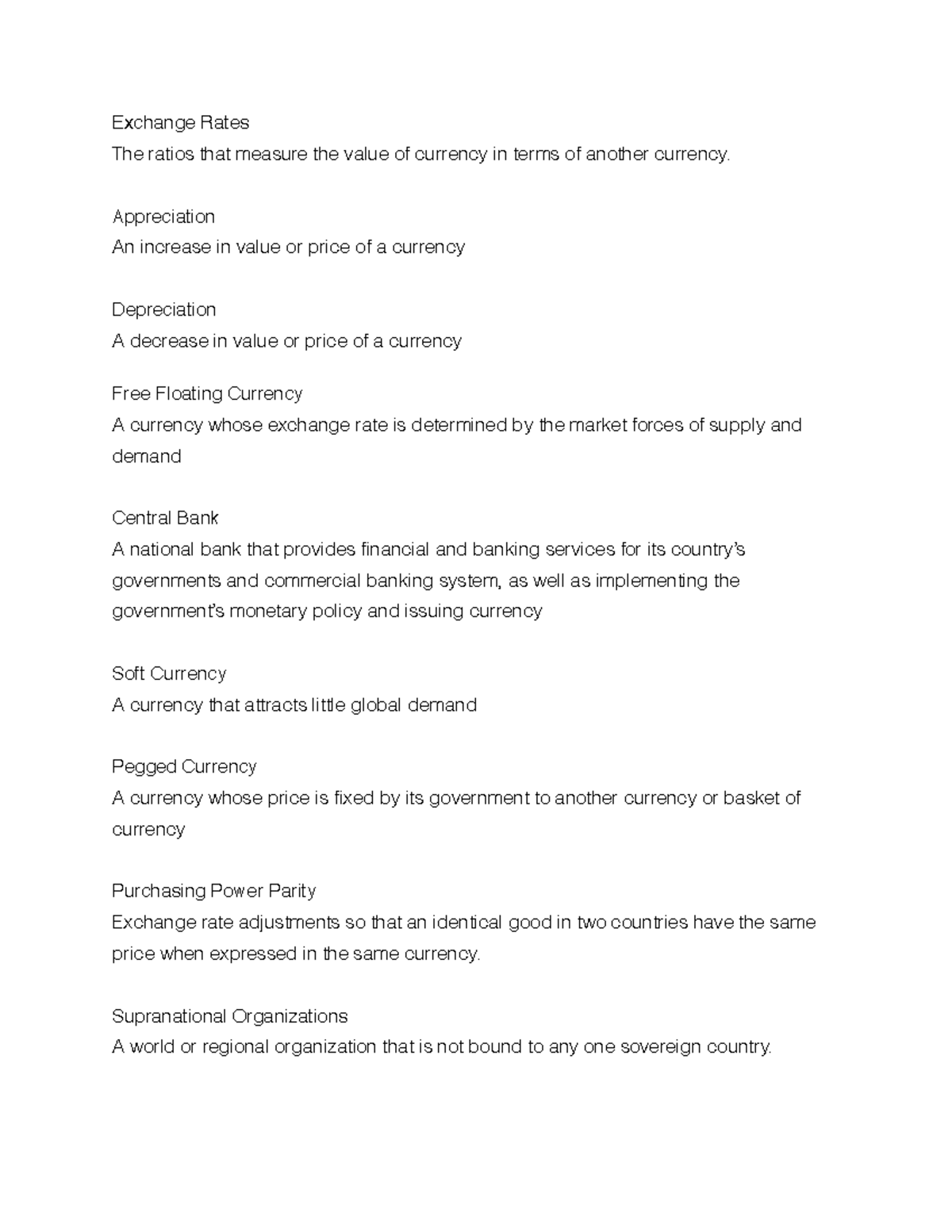Busec 503 1 - Exchange Rates The ratios that measure the value of ...