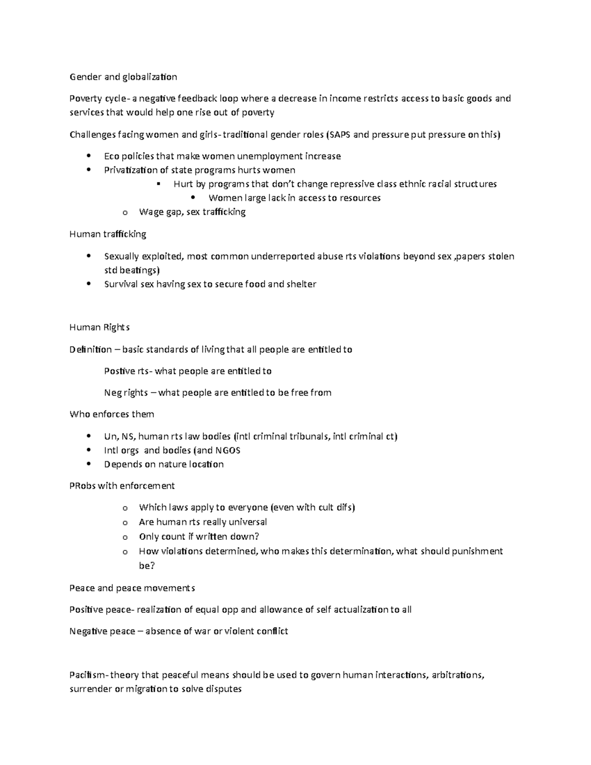 GLoa final study guide - Gender and globalization Poverty cycle- a ...