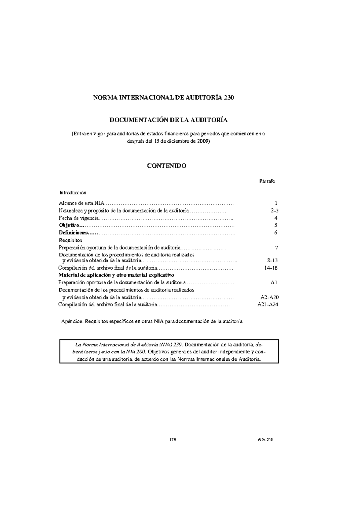 NIA 230 - Norma 230 completa - NORMA INTERNACIONAL DE AUDITORÍA 230 ...