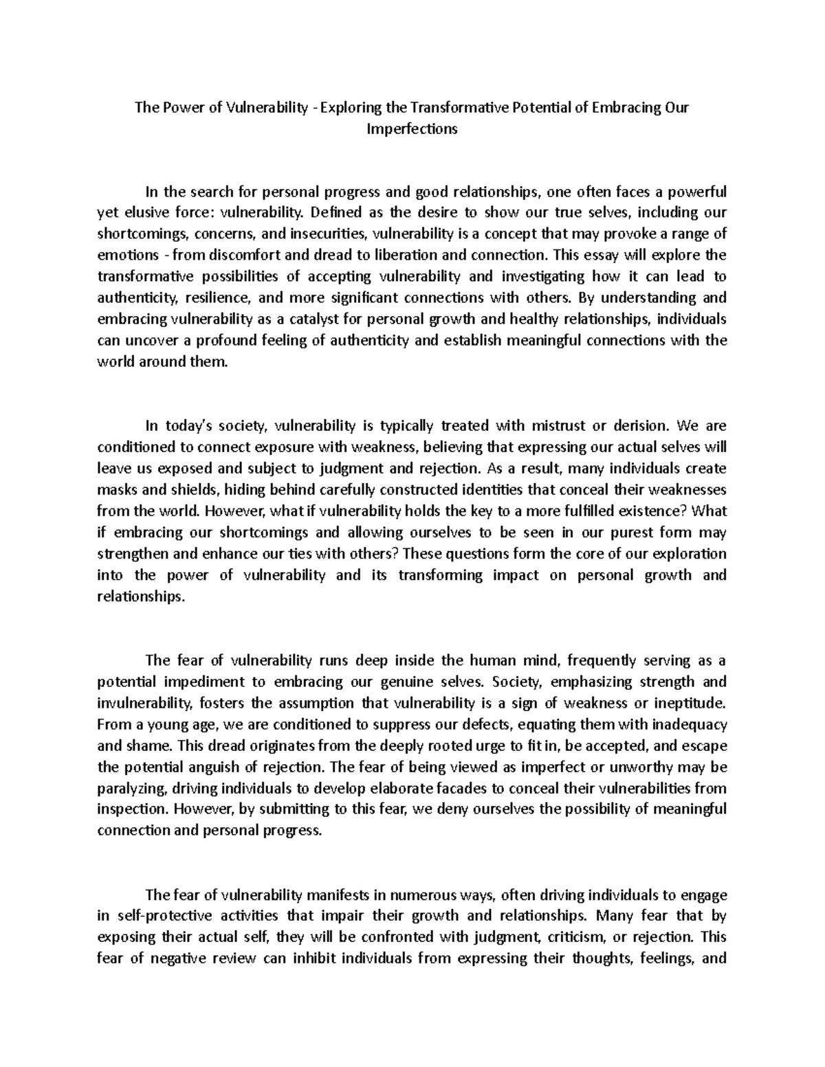 The Power of Vulnerability - Exploring the Transformative Potential of ...