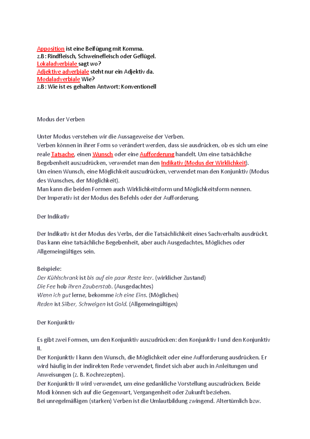 Deutsche Gramaktik - Spickzettel - Apposition ist eine Beifügung mit ...