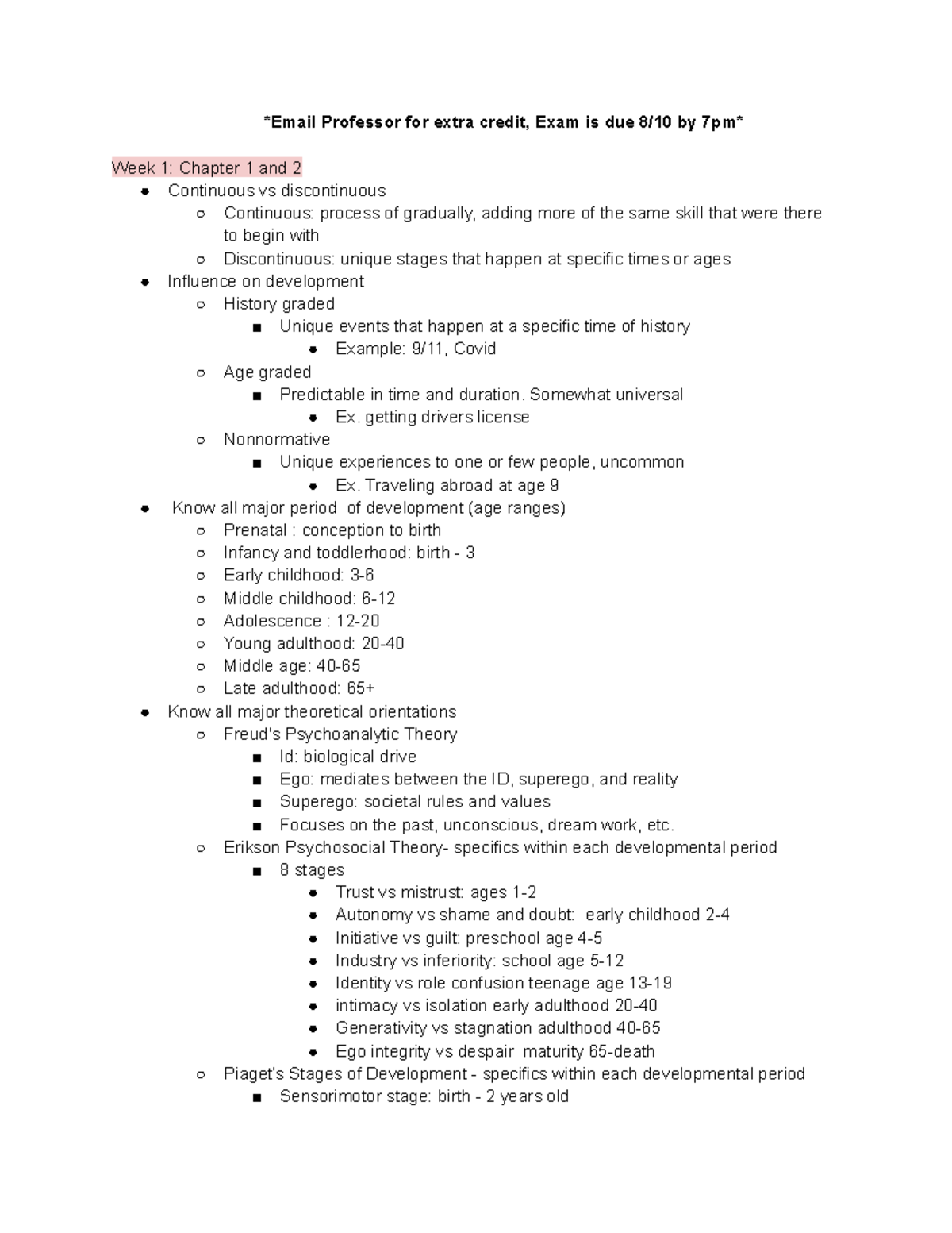 658 Study Guide midterm - Email Professor for extra credit, Exam is due ...