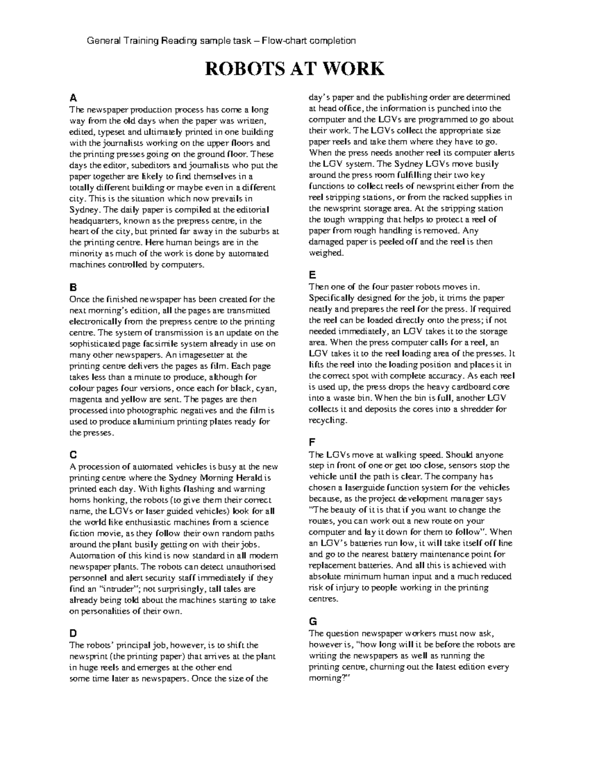 Gt reading sample task flowchart completion - General Training Reading ...