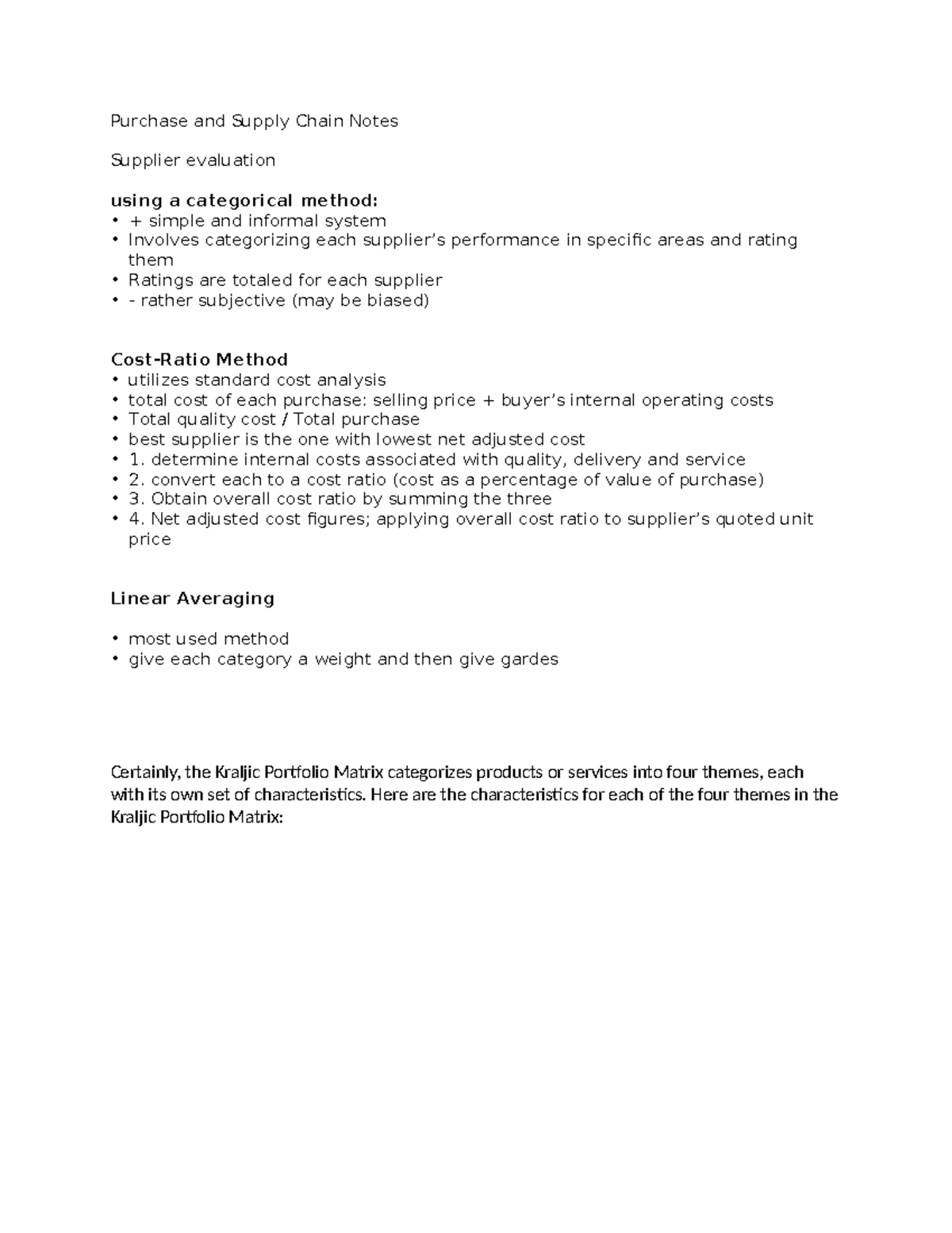 Purchase and Supply Chain Notes - Purchase and Supply Chain Notes ...