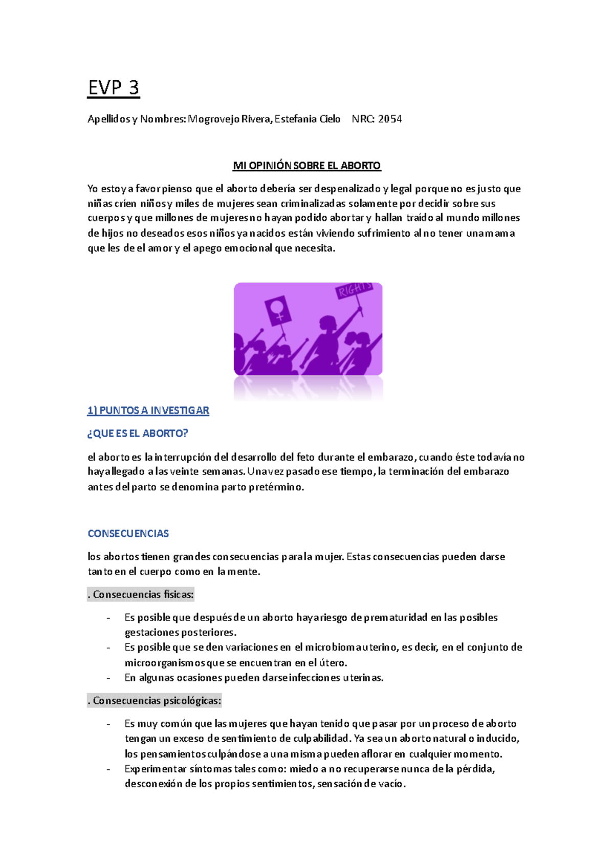 EVP 3 Etica - hola - EVP 3 Apellidos y Nombres: Mogrovejo Rivera, Estefania Cielo NRC: 2054 MI ...