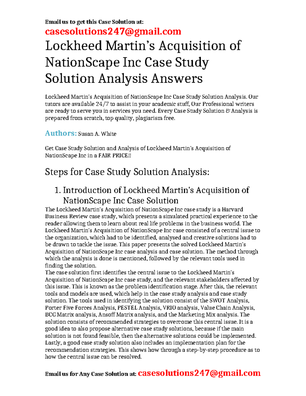 SOLUTION Lockheed Martin's Acquisition of NationScape Inc ...