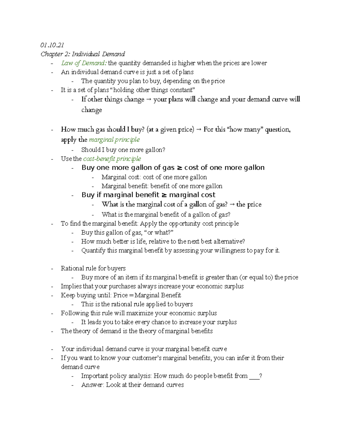 ECON 1 Chapter 2 Lecture Notes - 01. Chapter 2: Individual Demand - Law ...