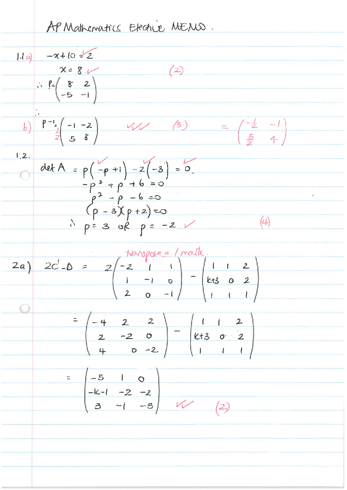 St Marys Gr 12 AP elective memo 2019 - MAT1503 - Studocu
