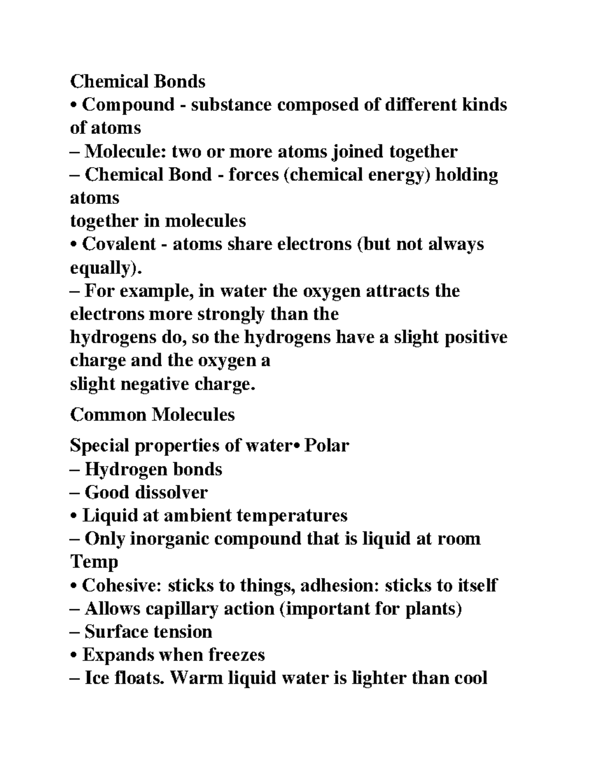 ENVS 1200- Chapter 1 - Science prt-3 - Chemical Bonds Compound ...