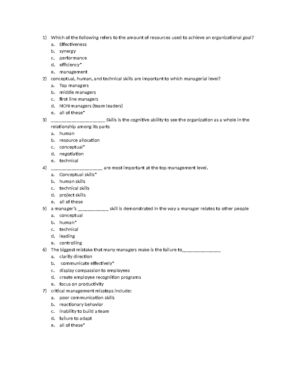 Chapter 1 MGT quiz - Which of the following refers to the amount of ...