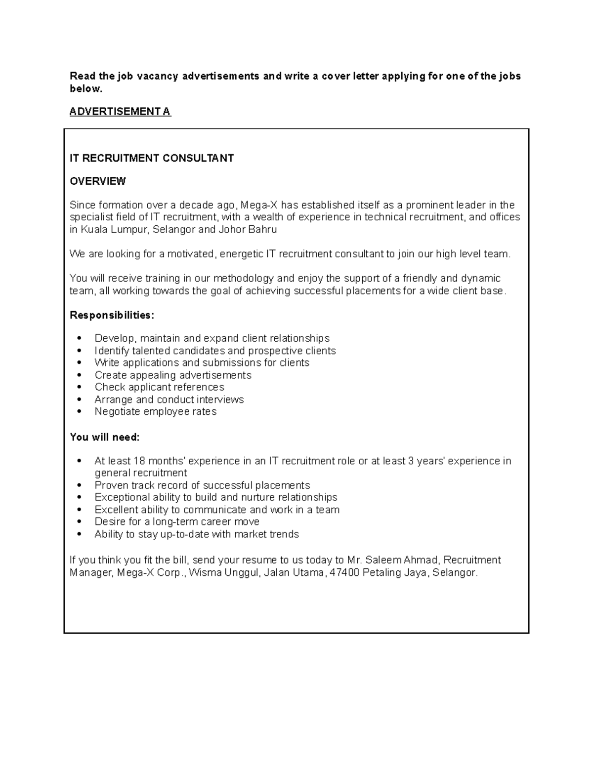 EP3 PJJ JOB Vacancy - Lecture notes 1-4 - Read the job vacancy ...
