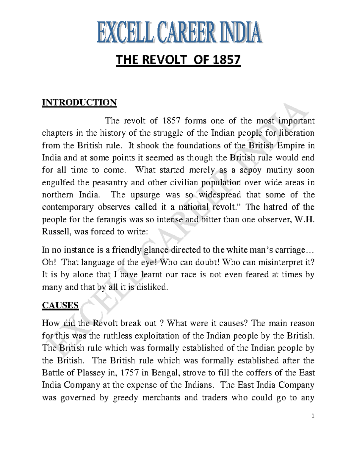 Revolt of 1857 - THE REVOLT OF 1857 INTRODUCTION The revolt of 1857 ...
