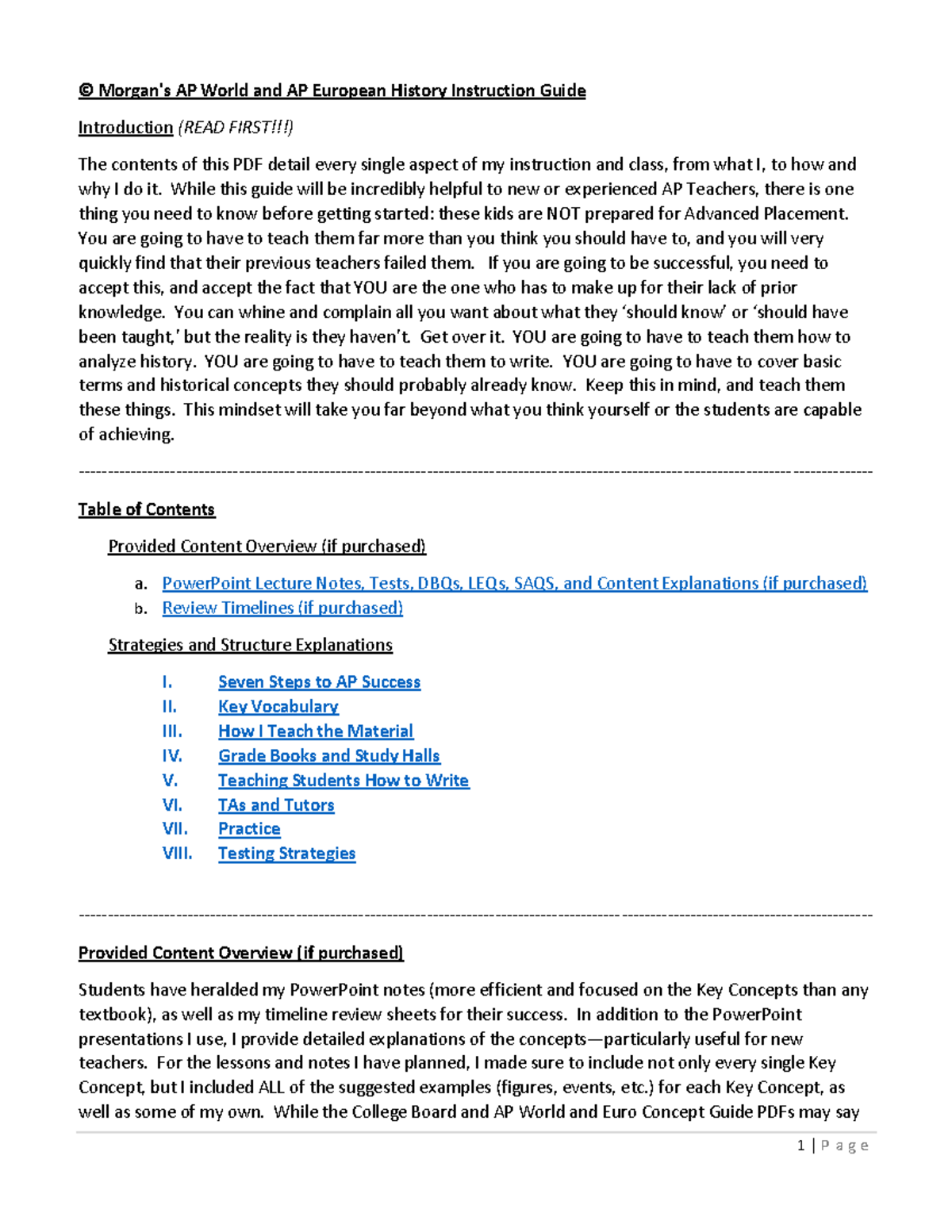 AP History Instruction Guide - © Morgan's AP World and AP European ...