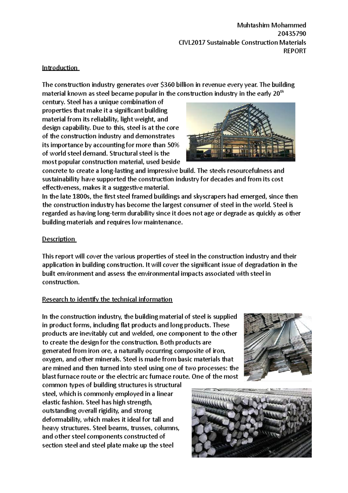 Sustainable Construction Materials Report - 20435790 CIVL2017 ...