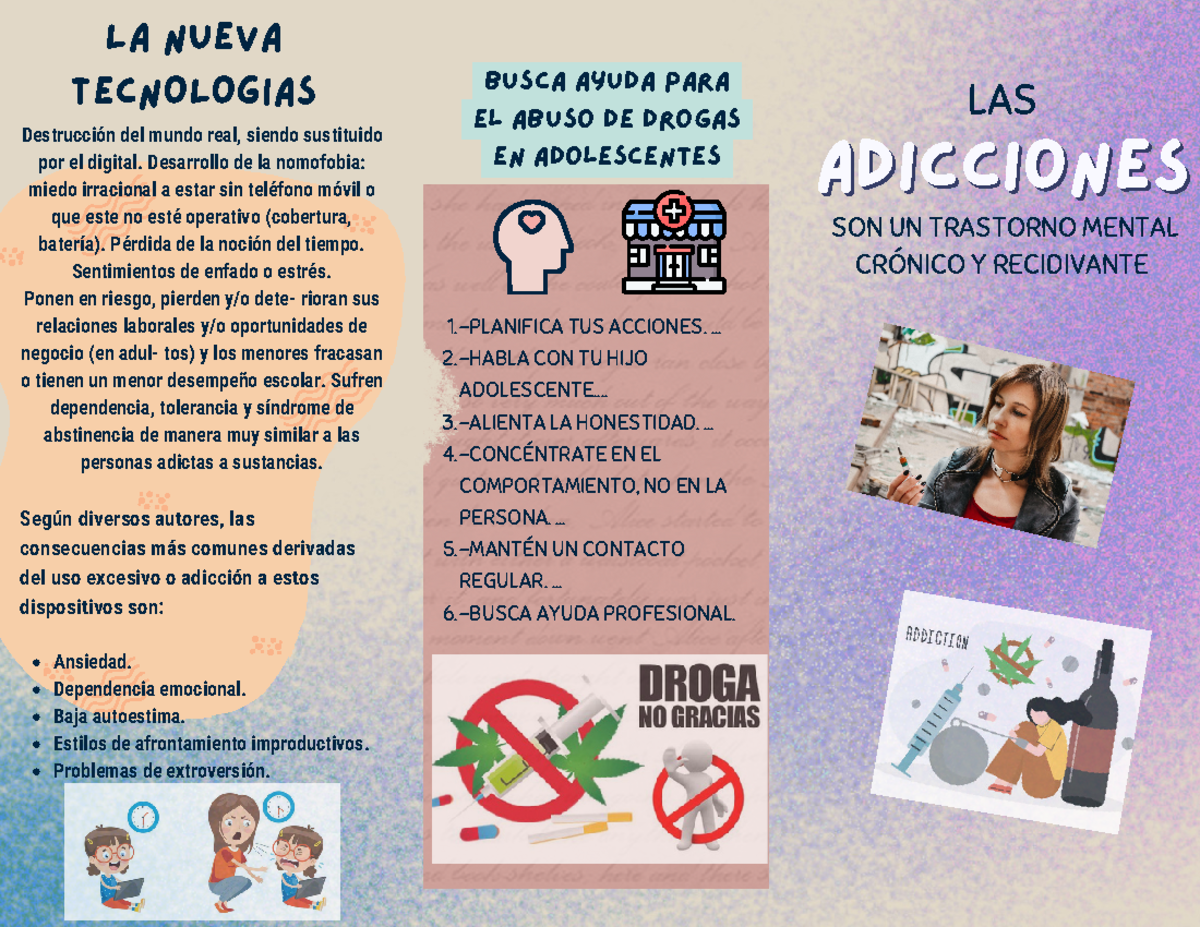 Triptico de adicciones -PLANIFICA TUS ACCIONES. ... - HABLA CON TU HIJO ADOLESCENTE ...