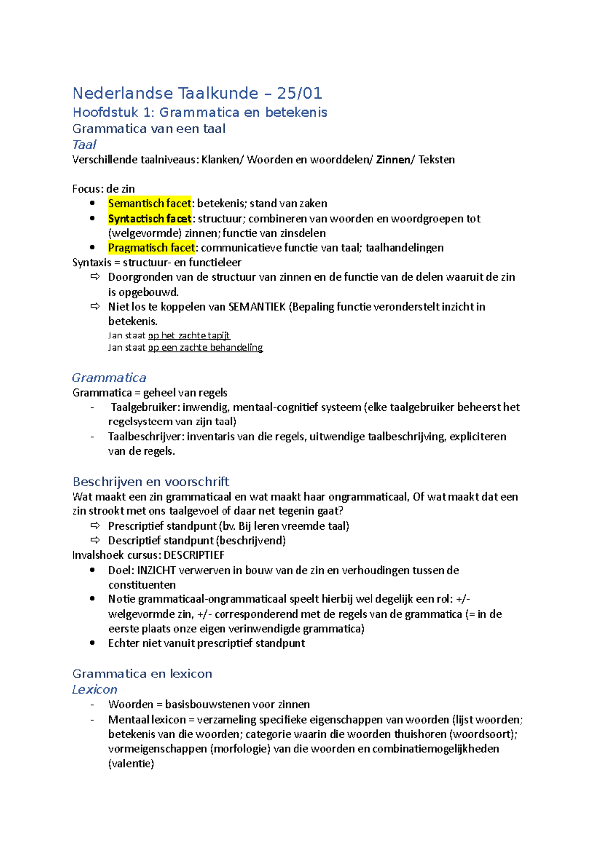 Nederlandse Taalkunde (syntaxis) - Nederlandse Taalkunde – 25 ...