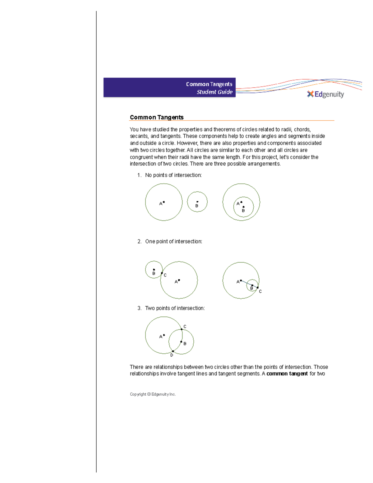 Common Tangent Project Student Guide 2 - Common Tangents Student Guide ...