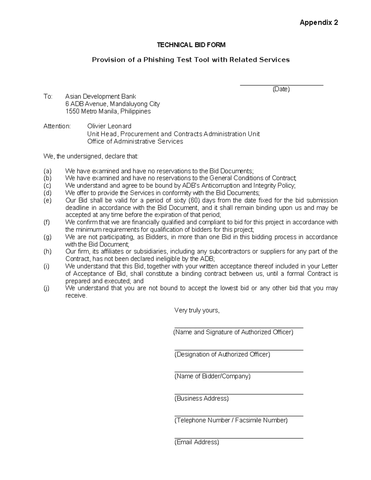 Ptt-technical-bid-forms - TECHNICAL BID FORM Provision of a Phishing ...
