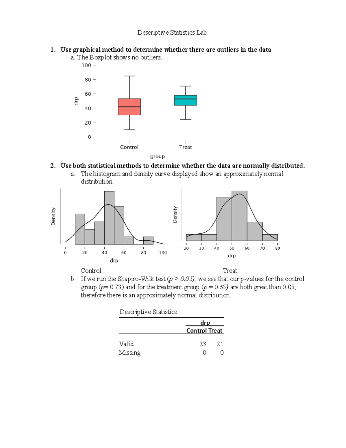 Descriptive Statistics Lab - Use graphical method to determine whether ...