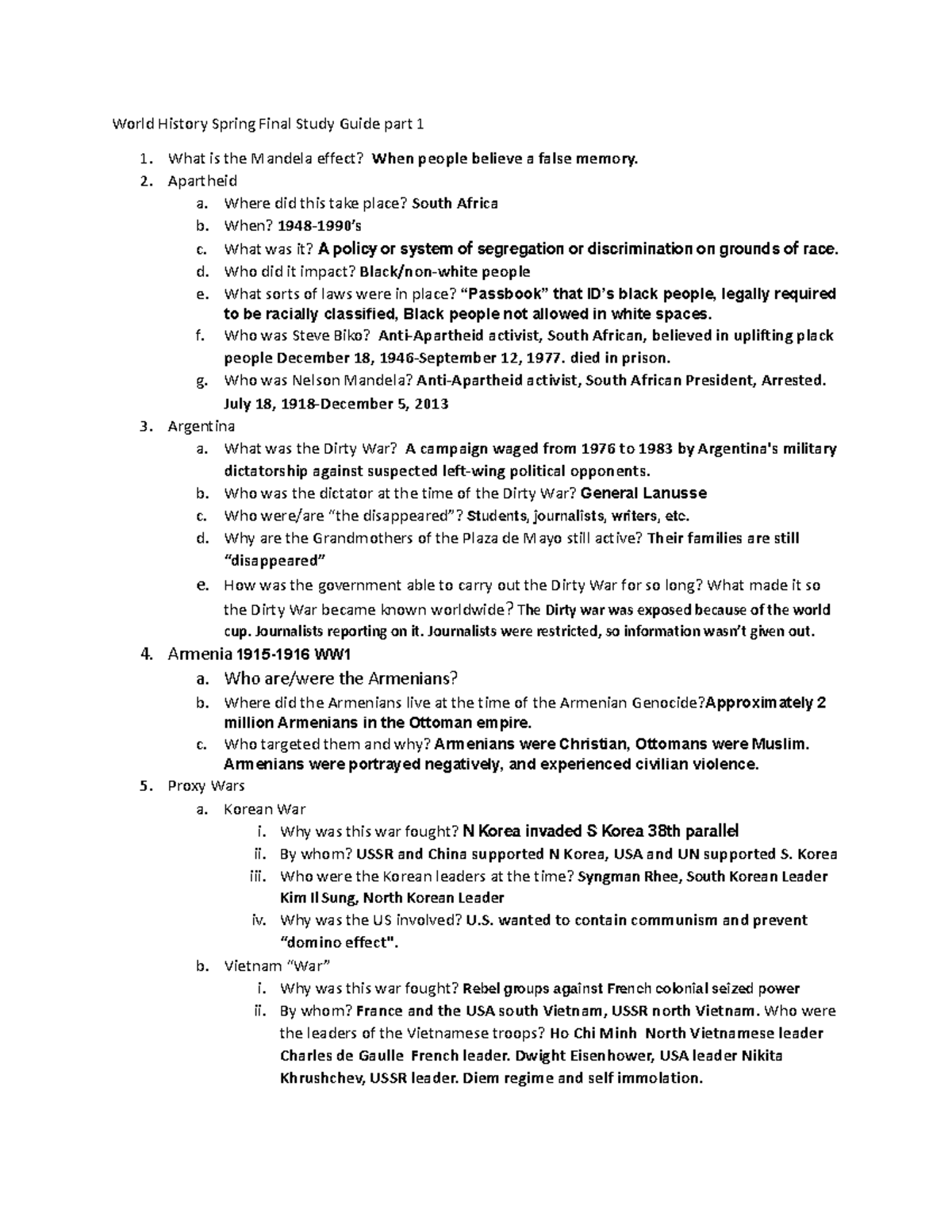 World History Spring Final part 1 - World History Spring Final Study ...