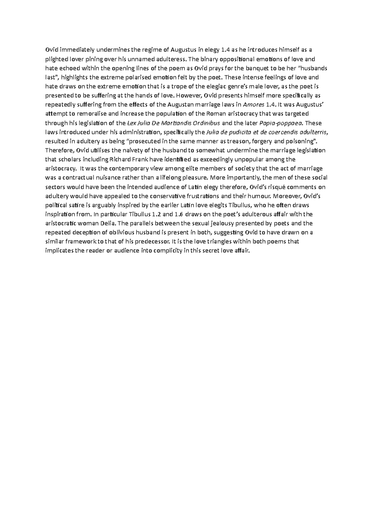 Ovid immediately undermines the regime of Augustus in elegy 1 - The ...