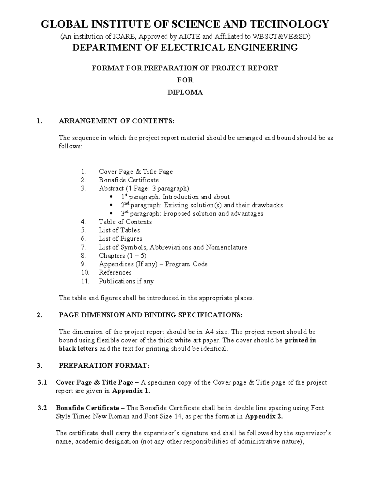 Project Report Template - GLOBAL INSTITUTE OF SCIENCE AND TECHNOLOGY ...