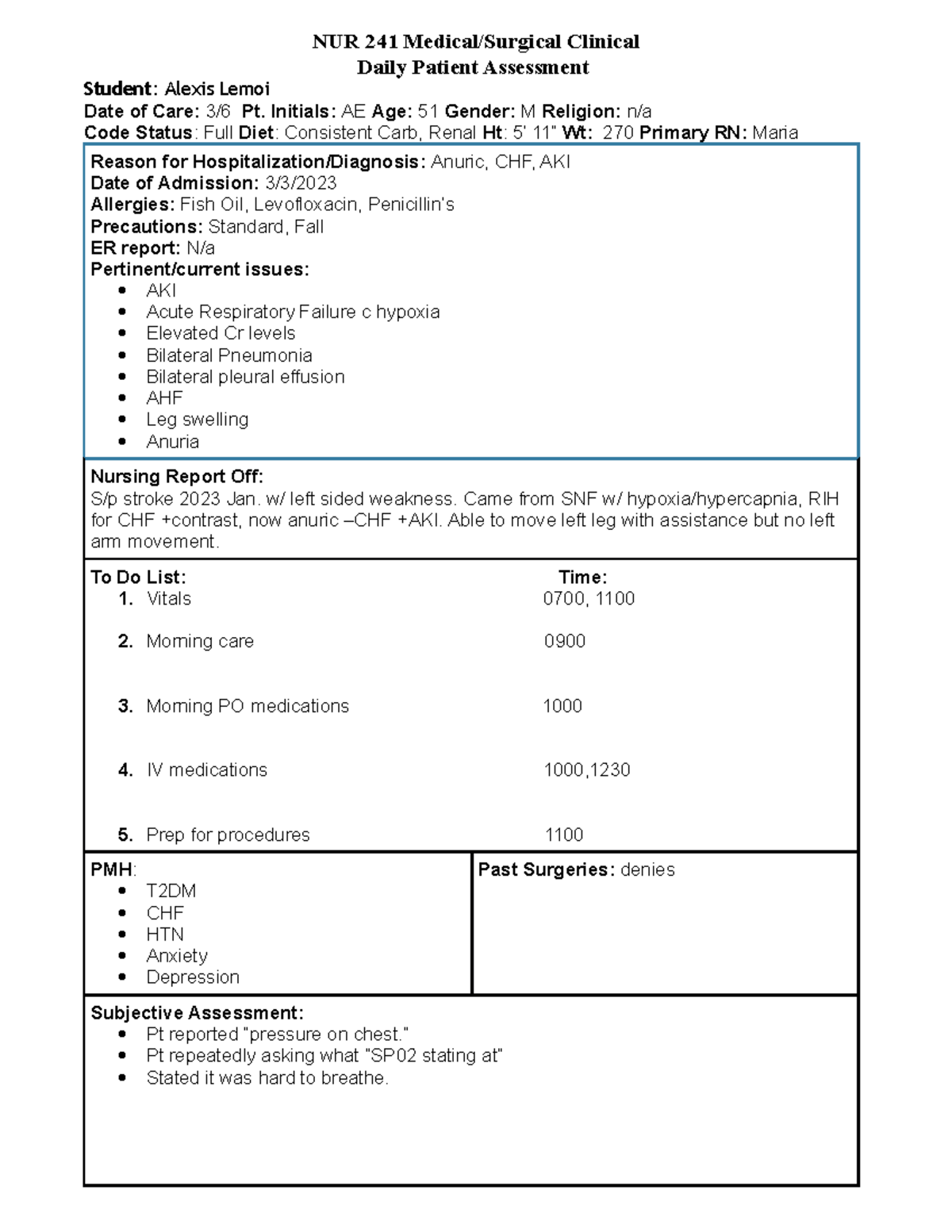 W9 DPA - Documentation of practice pt information with report off ...