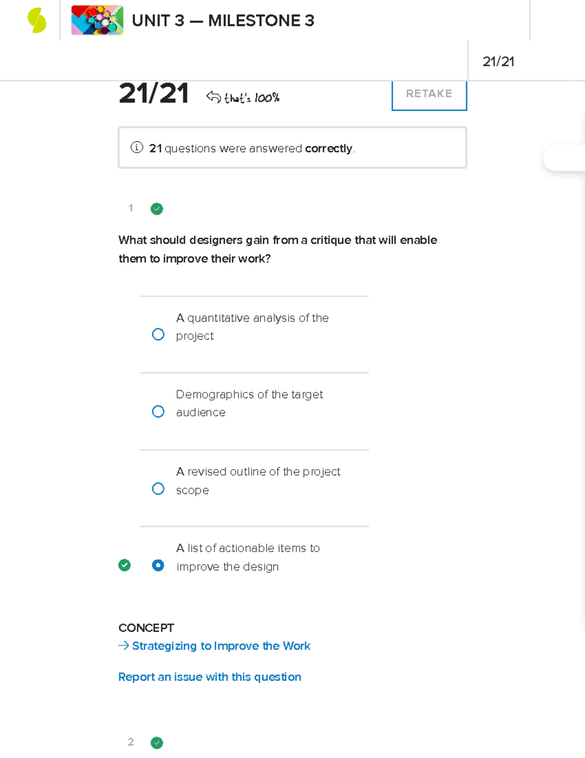 Unit 3 Milestone - Visual Communications 100% - 1 CONCEPT → ...
