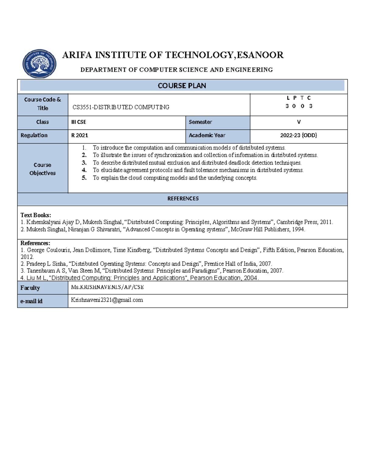 DC Course PLAN - Copy - practical guide - ARIFA INSTITUTE OF TECHNOLOGY ...